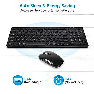 YXLILI Wireless Keyboard and Mouse Combo Quiet Keyboard and Mouse Set Ergonomic Low Profile Cordless Keyboard and Optical Wireless Mice with Numeric Keypad for Computer Laptop Windows Desktop PC Mac