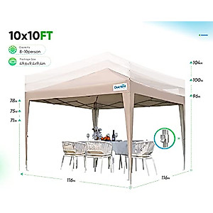 Quictent Privacy 10’x10’ Pop up Canopy Tent Enclosed Instant Gazebo Shelter with Sidewalls and Mesh Windows Waterproof (Beige)