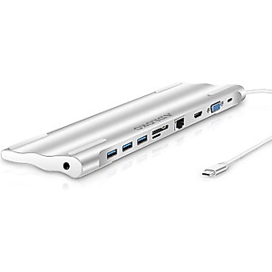 ADLOKO 10 in 1 USB C Hub, 4K HDMI, VGA, SD/TF Card Reader, RJ45 Ethernet, 3X USB3.0 Ports, 3.5mm Audio USB C Multiport Adapter