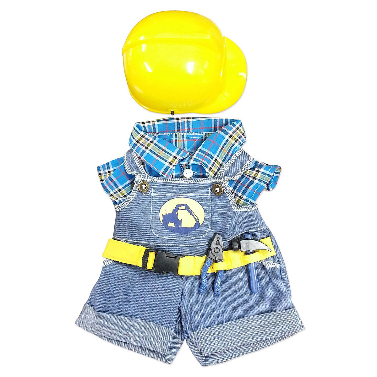 Construction Worker with Hard Hat Outfit Teddy Bear Clothes Fit 14" - 18" Build-a-bear, Vermont Teddy Bears, and Make Your Own Stuffed Animals by Bear Factory