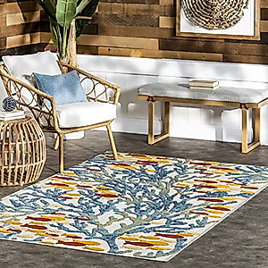 nuLOOM Lidia Nautical Coral Indoor/Outdoor Area Rug, 7' 6" x 9' 6", Blue