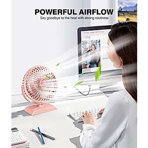 JZCreater USB Desk Fan, USB Fan Mini, 360 Rotation Desktop Fan with 3 Speed, Table Personal Cooling Fan, Quiet Mini Desk Fan, USB Powered, Small Fan for Home Office Bedroom Car Travel, Pink