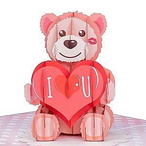 Paper Love Valentines Day Pop Up Card, 3D Teddy Bear - 5" x 7" Cover - Includes Envelope and Note Card