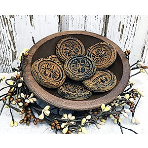 Blackened Beeswax Honey Bee Rounds Cinnamon Scented with Cinnamon Powder Rub - American Folk Art Primitive Melts Tarts Bowl Fillers