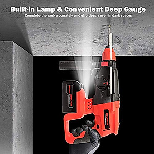 Goplus 1 Inch SDS Plus Cordless Rotary Hammer Drill, 20V 3 Functions Variable Speed Demolition Hammer Kits w/ 4.0Ah Battery & Charger, Adjustable Handle, Drill Bits