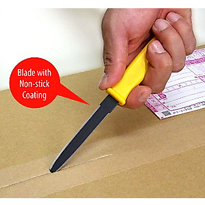 CANARY Cardboard Cutter with Sheath, 7.5" Safe Box Opener/Box Cutter Tool [Non-Stick Coated Blade], Serrated Japanese Stainless Steel Blade, Made in Japan