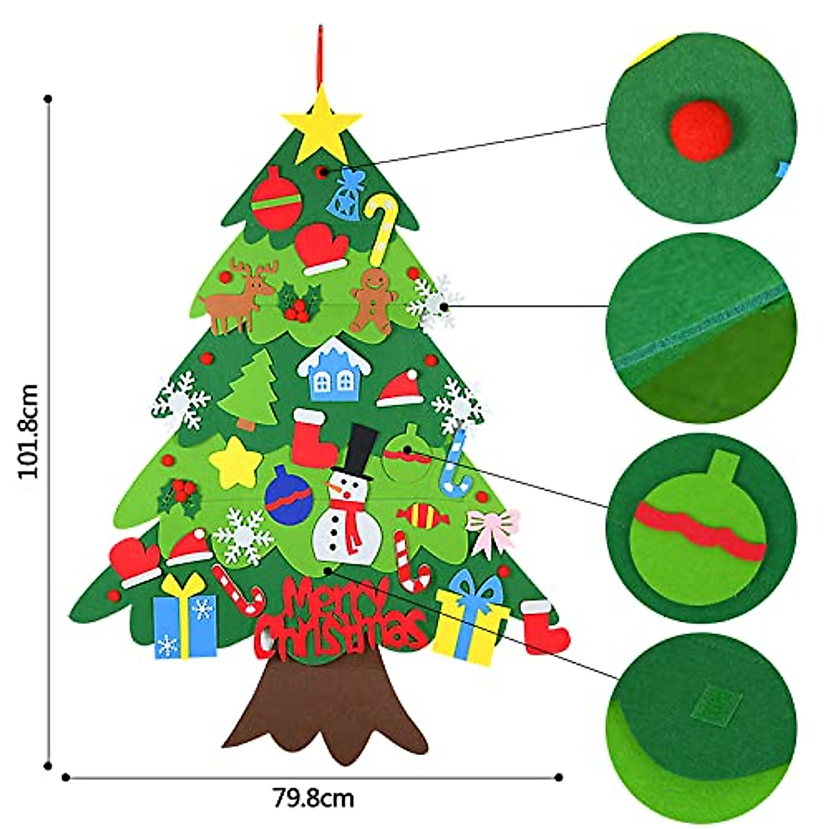 MYHJL DIY Felt Christmas Tree Merry Christmas Decoration for Home Xmas Gifts Cristmas Tree Ornaments New Year 2024(01#)