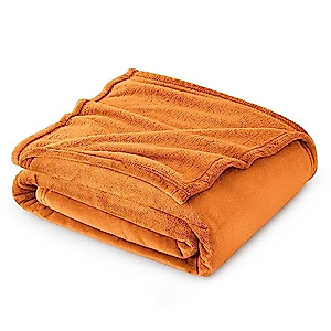 Bedsure Fleece Blanket Throw Blanket Orange - 300GSM Throw Blankets for Couch, Sofa, Bed, Soft Lightweight Plush Cozy Burnt 0range Blankets and Throws for Toddlers