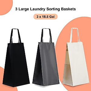 Heybly Laundry Basket,3 x 18.5 Gal Laundry Separator Hamper with Heavy Duty Rolling Wheels,Laundry Divider Sorter with Removable Bags for Dirty Clothes Storage, 40.2 x 15.4 x 33.1 Inches HLH022P03