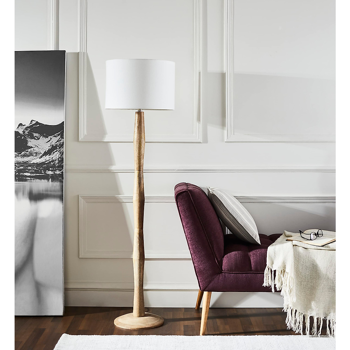 SAFAVIEH Lighting Collection Brodie Farmhouse Coastal Natural Wood 60-inch Floor Lamp (LED Bulb Included)