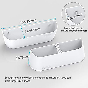 Yocice Wall Mounted Shoes Rack 6Pack with Sticky Hanging Strips, Plastic Shoes Holder Storage Organizer,Door Shoe Hangers (SM03-White-6)