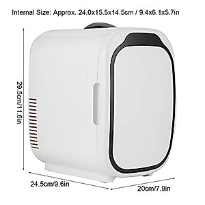 HUANGXING - Mini Fridge, 6 Liter AC DC Portable Electric Cooler and Warmer Silent Cosmetics Refrigerator Compact Personal Beauty Makeup Skincare Fridge for Skincare Bedroom Travel Car Dorm Foods(US)