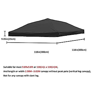 NINAT 1pcs Canopy Replacement Top Tent Top Cover for 10x10ft Pop Up Paty/Tent/Canopy (Vertical Leg) Instant Canopy Top Cover Black Canopy Top Cloth Only