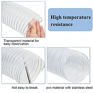 Flexible PVC Dust Collection Hose with Stainless Steel Hose Clamps Clear Vacuum Hose Dust Collection Fittings Dust Collector Accessories for Woodworking (4 Inch, 10 ft)