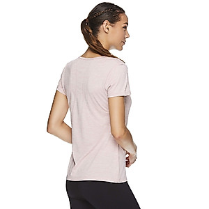 Reebok Womens Varigated Heathered Basic T-Shirt, Pink, Large
