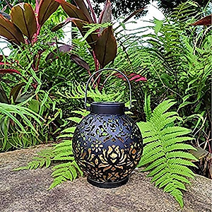 HaoPei Hanging Outdoor Solar Lights Waterproof Lotus Lantern Front Porch Yard Patio Garden Decor for Outside Backyard Wall Pathway Ornaments, HaoPei-01