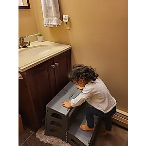 Bee Neat 2 Step Foldable Step Stool for Office, Garage, Library, Closet, Bathroom and Porch – Collapsible Step Stool Ladder for Adults and Kids, Supports 200lbs - Gray