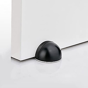 Door Stopper, Floor Door Stop Modern Black Door Stoppers Sound Dampening Rubber Bumper Adhesive Door Stops No Drilling Doorstop Wall Protector, Dome Shaped, 2 Pack