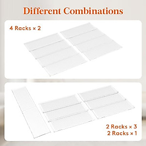 Lifewit Plastic Adjustable Spice Drawer Organizer, Expandable Spice Rack for Countertop, Jar Storage Tray for Condiment, Seasoning, Syrup,Liquor, Medicine for Kitchen, Pantry, Set of 8, Clear