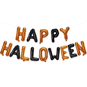 Tellpet Happy Halloween Balloons Banner, Halloween Party Decorations for Home Yard Decor Backdrop Sign, Orange and Black