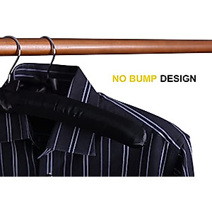 Amber Home 17 Inch Large Black Satin Padded Hangers for Women Clothing 5 Pack, Anti Slip Cushioned Hangers for Sweaters, Silk Hangers Fancy Dress Hangers for Wedding, Delicate Cashmere (Black, 5 Pack)