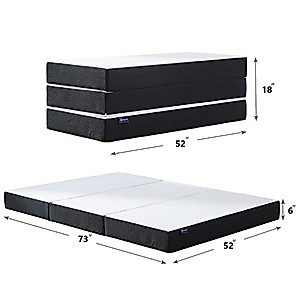 S SECRETLAND Folding Mattress, 6 inch Tri-fold Memory Foam Mattress Topper with Washable Cover, Foldable Mattress Topper for Camping, Guest - Full Size, 73" x 52" x 6"