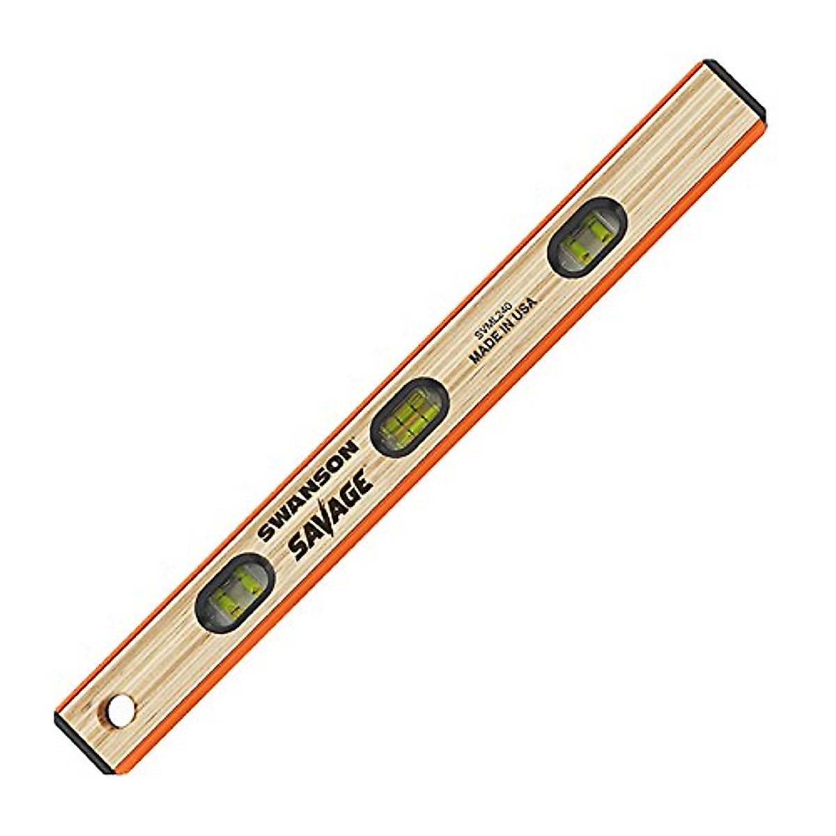 Swanson Tool Co SVML240 24 inch Savage Laminated Wood Masonry I-Beam Level with 3 Bubble Vials for 0°/90°/45° Measurements