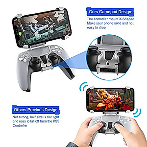 DOBE PS5 Controller Mobile Gaming Clip for Playstation 5 Dualsense Controller Remote Play Mobile Phone Holder Clamp Adjustable Phone Mount Clip