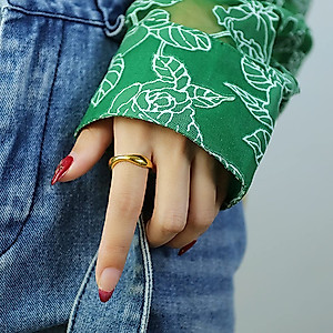 Jude Jewelers Stainless Steel Irregular Shape High Polished Classic Simple Plain Wedding Band Ring (Gold, 9)