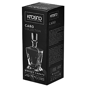 Krosno Whiskey Decanter Carafe with Stopper | 25.4 oz | Caro Collection | Home Restaurants Parties | Gift Idea Wedding Bar Mitzvah | Made in Europe