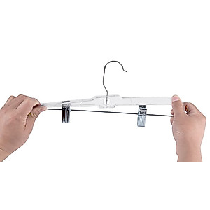 Jeronic 12 Pack Slack Pant Hangers Skirt Hangers with Clips, Clear