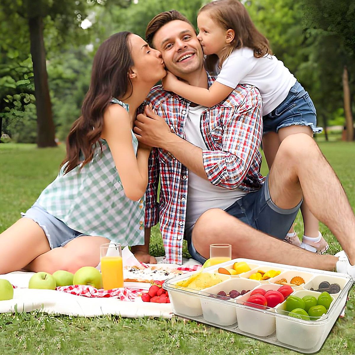 BOYUANSCH 8-Compartment Snackle Box | Portable Divided Food Storage Container & Serving Tray | Travel Snack Container | Great for Parties, Travel & Daily Use