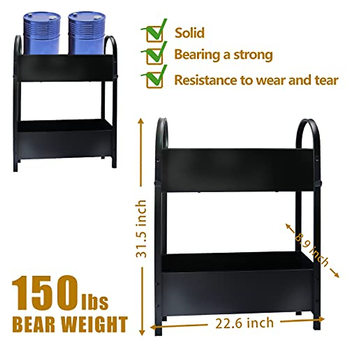 aboxoo Double Planter Raised Beds with Legs,Outdoor Metal Tall Planter Box Elevated Garden Bed for Vegetables Flower Herb Patio Backyard(22.6" L x 8.9" W x 31.5" H)