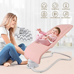 Portable Baby Bouncer,Infants Bouncer for Babies 0-6 Months,Baby Bouncer for Infants, Electric Baby Bouncer with Remote Control, Seat & Infant to Toddler Rocker for Newborns