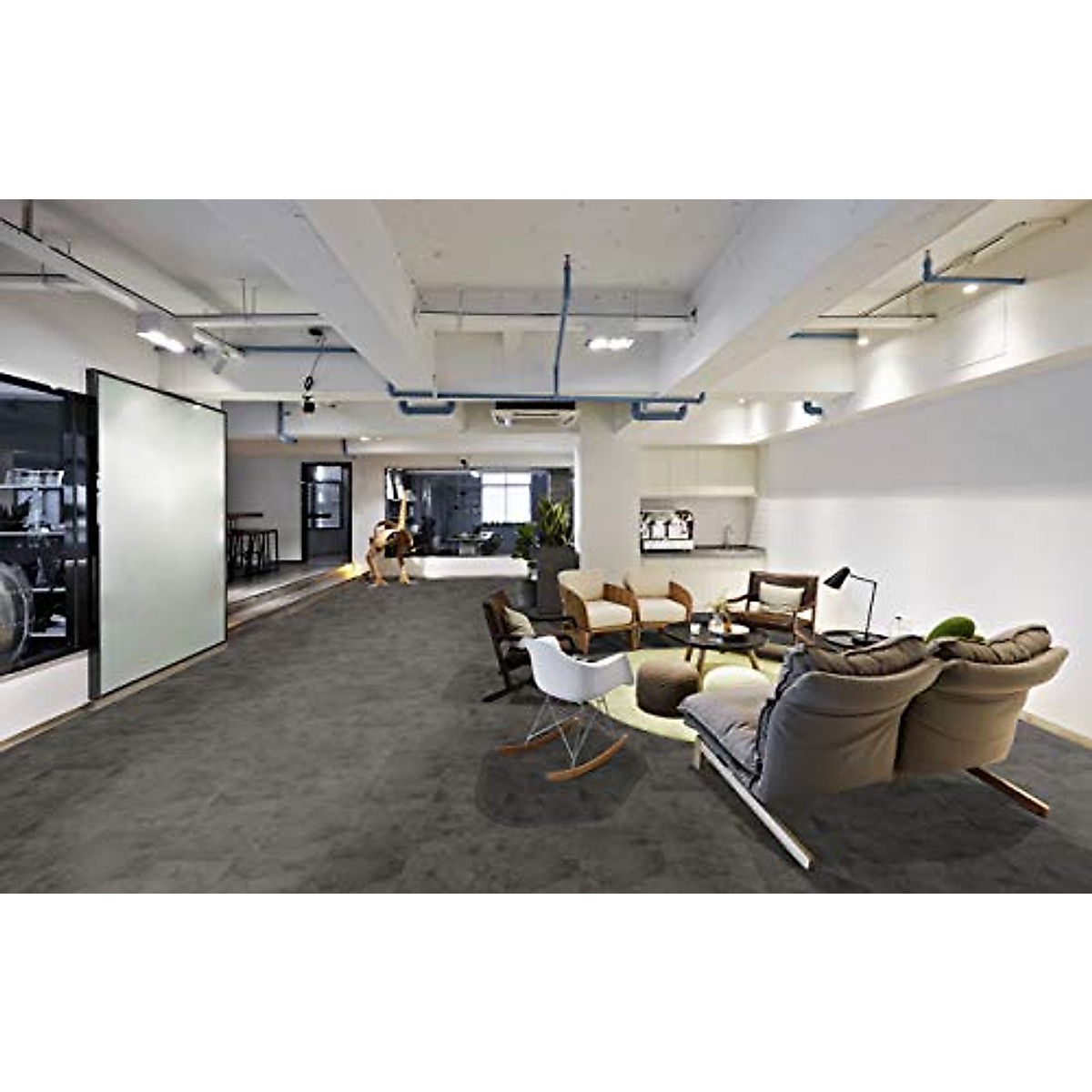 Lucida Surfaces Luxury Vinyl Flooring Tiles | Glue-Down Adhesive Flooring for DIY Installation | 18 Stone-Look Planks | GlueCore+ | 36 Sq. Feet (Box of 18 Tiles, Riverock)