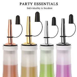 Duomilai 12 Pack Olive Oil Dispenser，Speed Pourers Spouts with Tapered, Liquor Pourers with Rubber Cap, Stainless Steel，Hygienic, Dishwasher Safe, Fits most Classic Bottle's Lip up to 3/4"(Rose Gold)