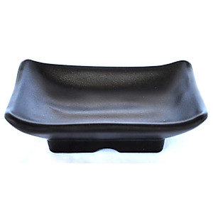 Lucky Star Melamine Soy Sauce Dishes Wasabi Sushi Sashimi Rectangular Plastic Dipping Plates, 4-1/8" X 2-1/2" X 1-1/8” H, Capacity: 1.8 oz, Black, Black (96)