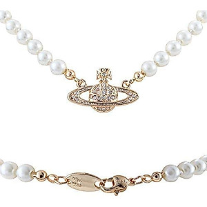 BSLVWG White Pearl Necklaces,Crystal Rhinestone Saturn Planet Necklace,Ladies Pendant Necklace Minimalist Jewelry Friend Girlfriend Birthday Anniversary for Mum Her Wife Girlfriend (Silver, 35cm)