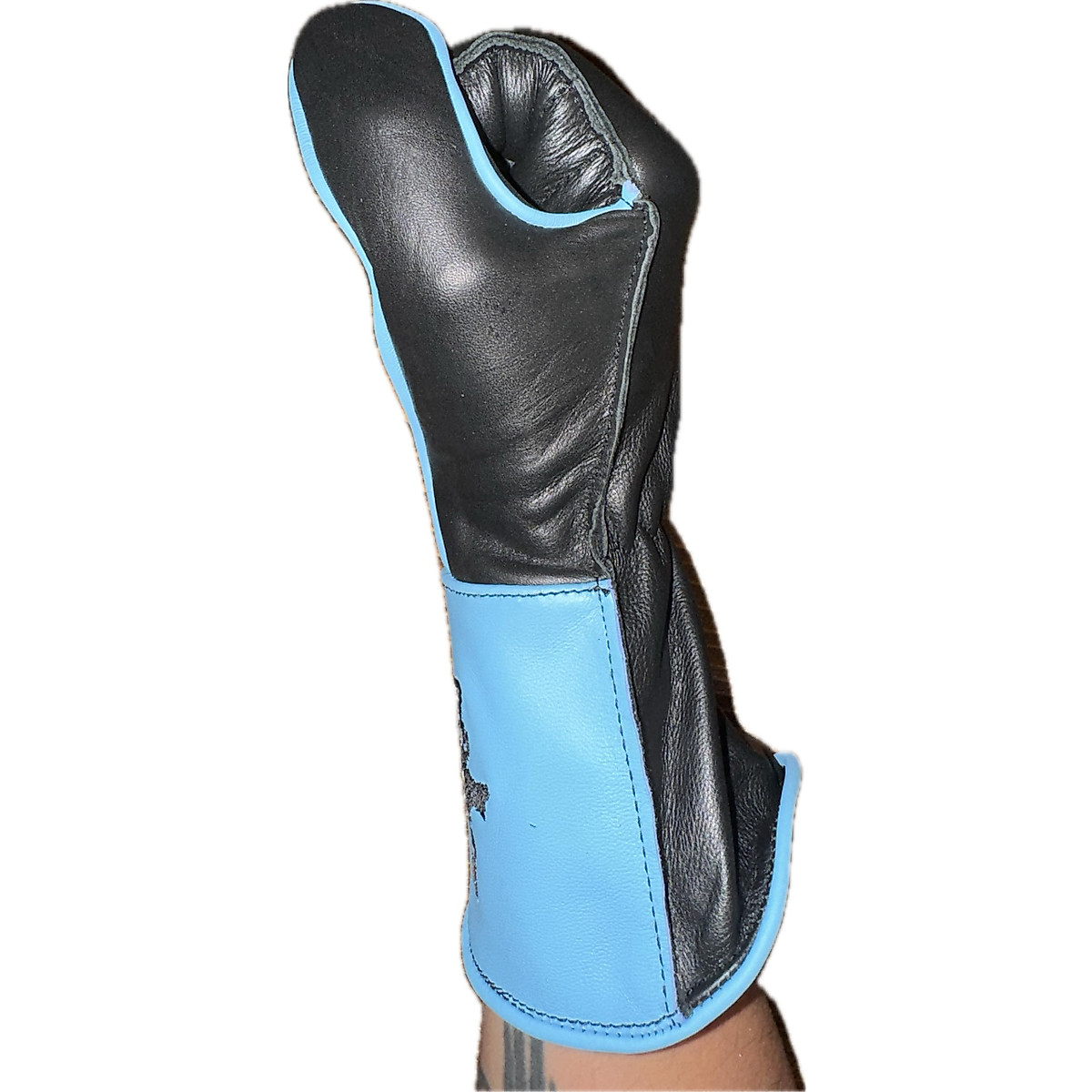 EPT Bull Ropes Bull Riding Glove Adult & Youth Outer Seam Right Hand Black & Turquoise Cow Hide 8.0 RH