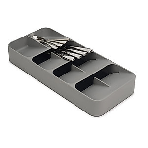 Joseph Joseph DrawerStore Compact Cutlery Organizer Kitchen Drawer Tray, Large, Gray