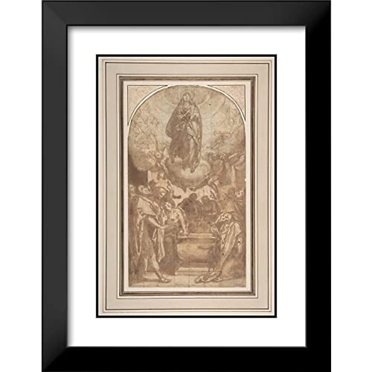 ArtDirect Cesare Nebbia 14x18 Black Modern Frame and Double Matted Museum Art Print Titled - The Assumption of the Virgin (1536-1614)