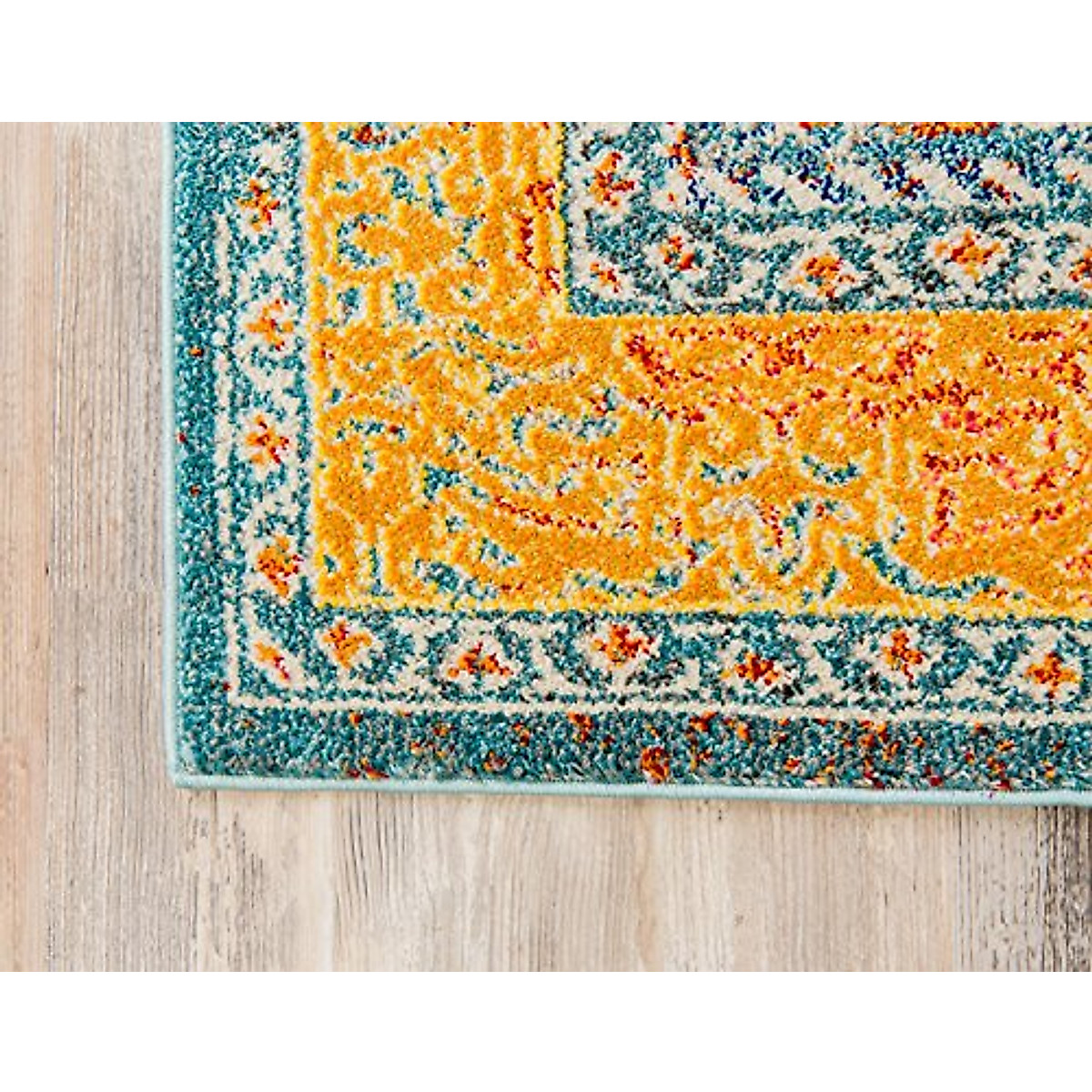 Unique Loom Vita Collection Bright Over-Dyed Traditional Vintage Area Rug, 8 ft x 10 ft, Blue/Orange
