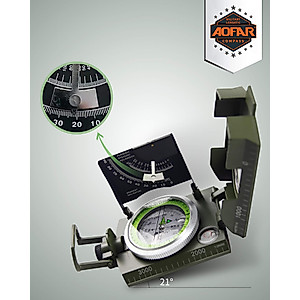 AOFAR Military Compass AF-4074 Camo for Hiking,Lensatic Sighting Waterproof,Durable,Inclinometer for Camping,Boy Scount,Geology Activities Boating