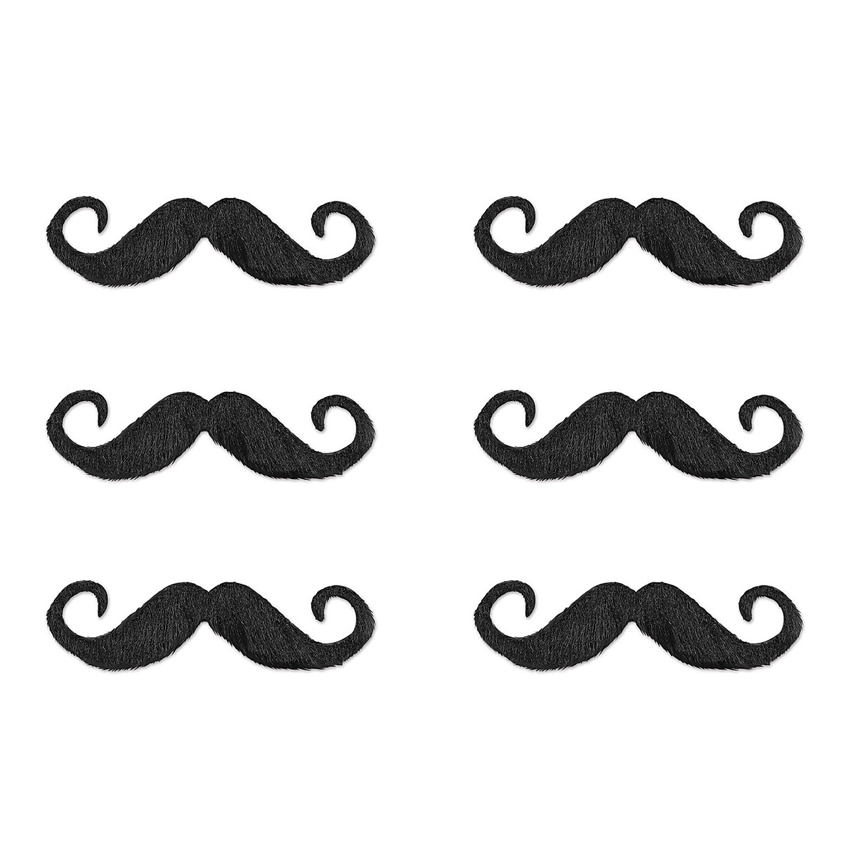 Beistle , 6 Piece Handlebar Hairy 'Staches, 5" (Black)