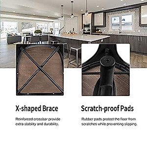 VICTONE Metal Dining Chair with Wood Top/Seat Indoor-Outdoor Use Chic Dining Bistro Cafe Side Bar Chair Coffee Chair Set of 4 Black