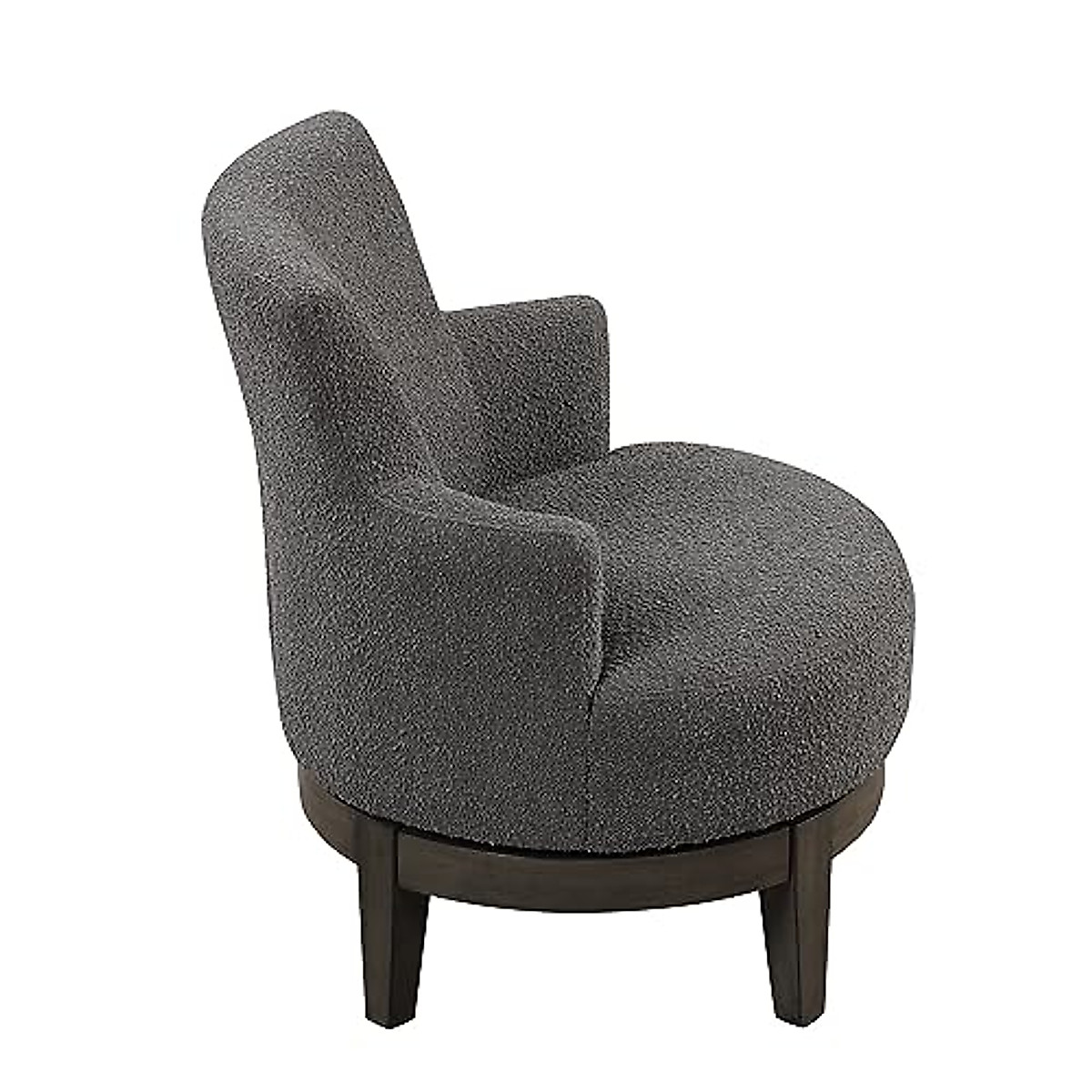Goohome 360 Degree Swivel Wingback Accent, Comfy Upholstered Sherpa Fabric Seating Armchair with Rubberwood Legs for Living Room, Leisure Arm Chair for Lounge, Dark Grey