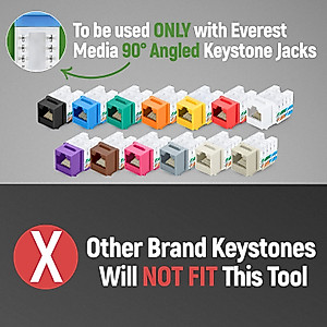 Everest Media Solutions Bundle – 2 Items: easyJACK - Speed Termination Tool + 50 Pack of RJ45 CAT6 UTP Keystone Jacks - White