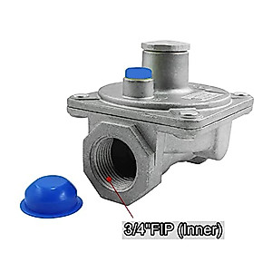 XYWZV Natural Gas Pressure Regulator with 3/4" FNPT Thread, 1/2 PSIG Inlet Pressure and 4"-10" WC Outlet for Grill, Stove Range Pipe Lines
