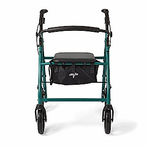 Medline Standard Steel Folding Rollator Walker with 8" Wheels, Supports up to 350 lbs, Green