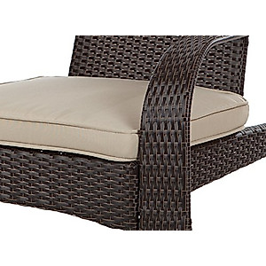 Patio Sense 61469 Coconino Wicker Lounge Chair All Weather Wicker Beige Cushion Armchair Lightweight Durable Adirondack Style Chair Beautiful Mocha Finish